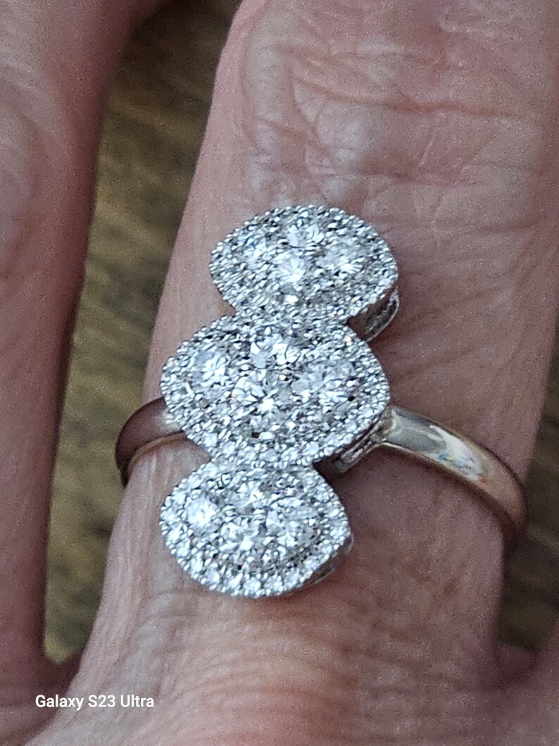 Custom-made Middle Finger Ring 14 Karat White Gold and Genuine Diamonds ...