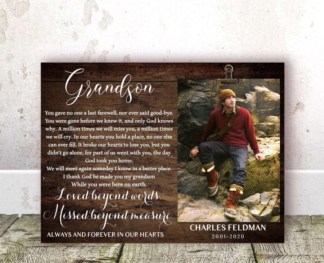 Personalized Grandson Memorial Photo Frame - Sympathy Gift - Etsy