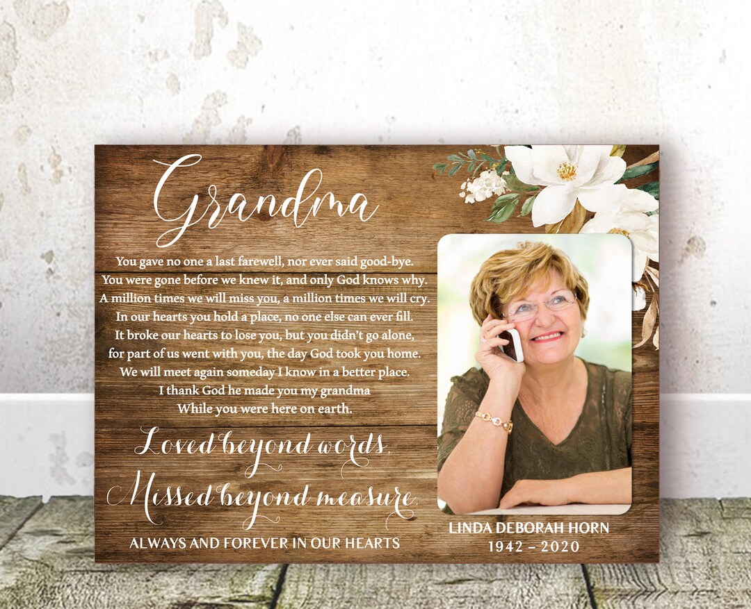 Loss of Grandmother Memorial Frame Sympathy Gift Grandma Remembrance ...