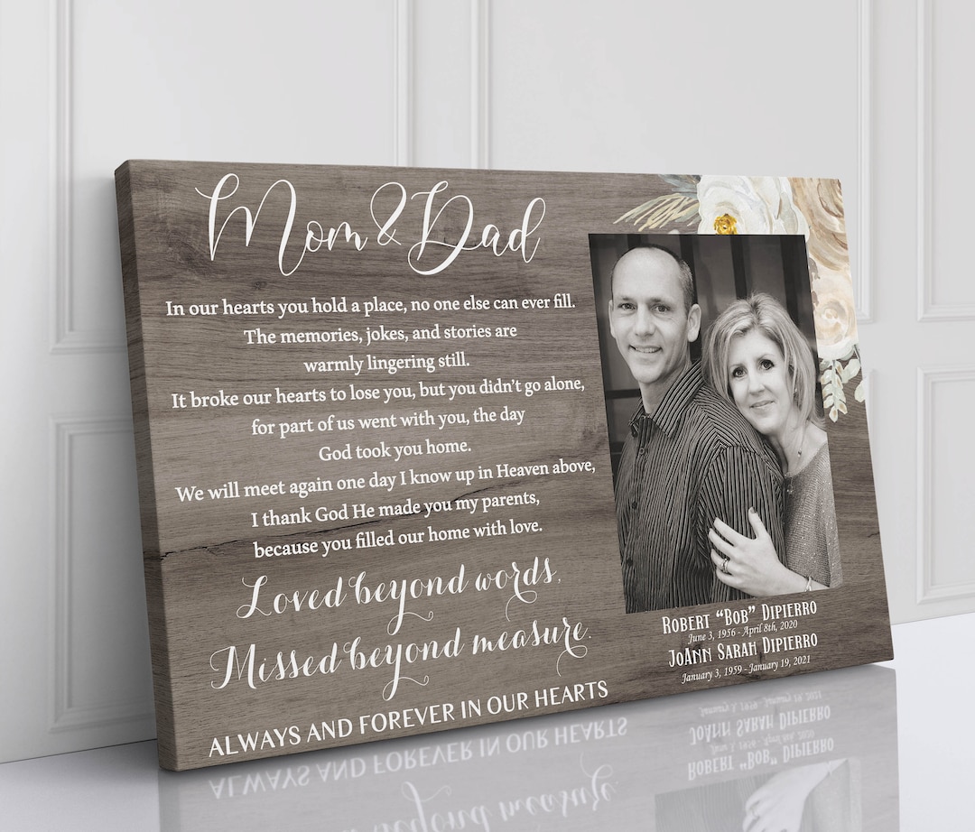 Personalized Memorial Photo Frame - Loss of Parents Remembrance Gift ...
