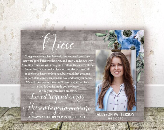 Loss of Niece Gift Memorial Frame Sympathy Niece Remembrance - Etsy