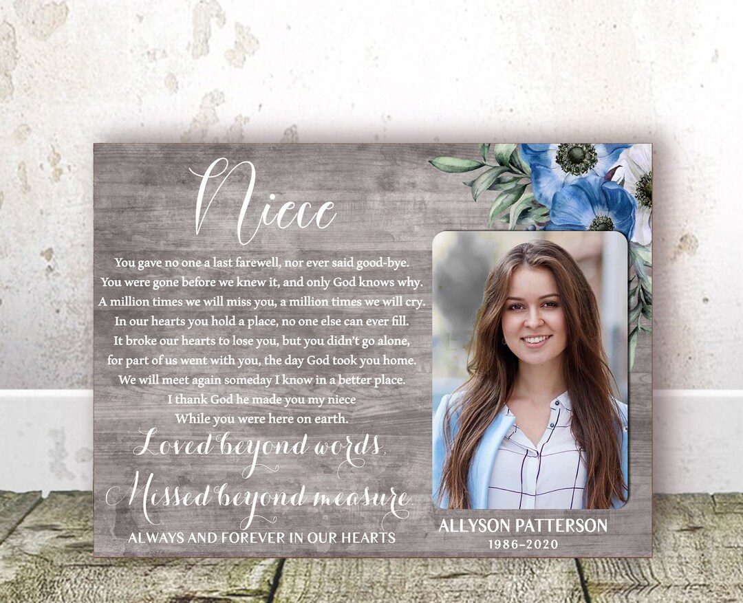 Loss of Niece Gift Memorial Frame Sympathy Niece Remembrance Frame ...