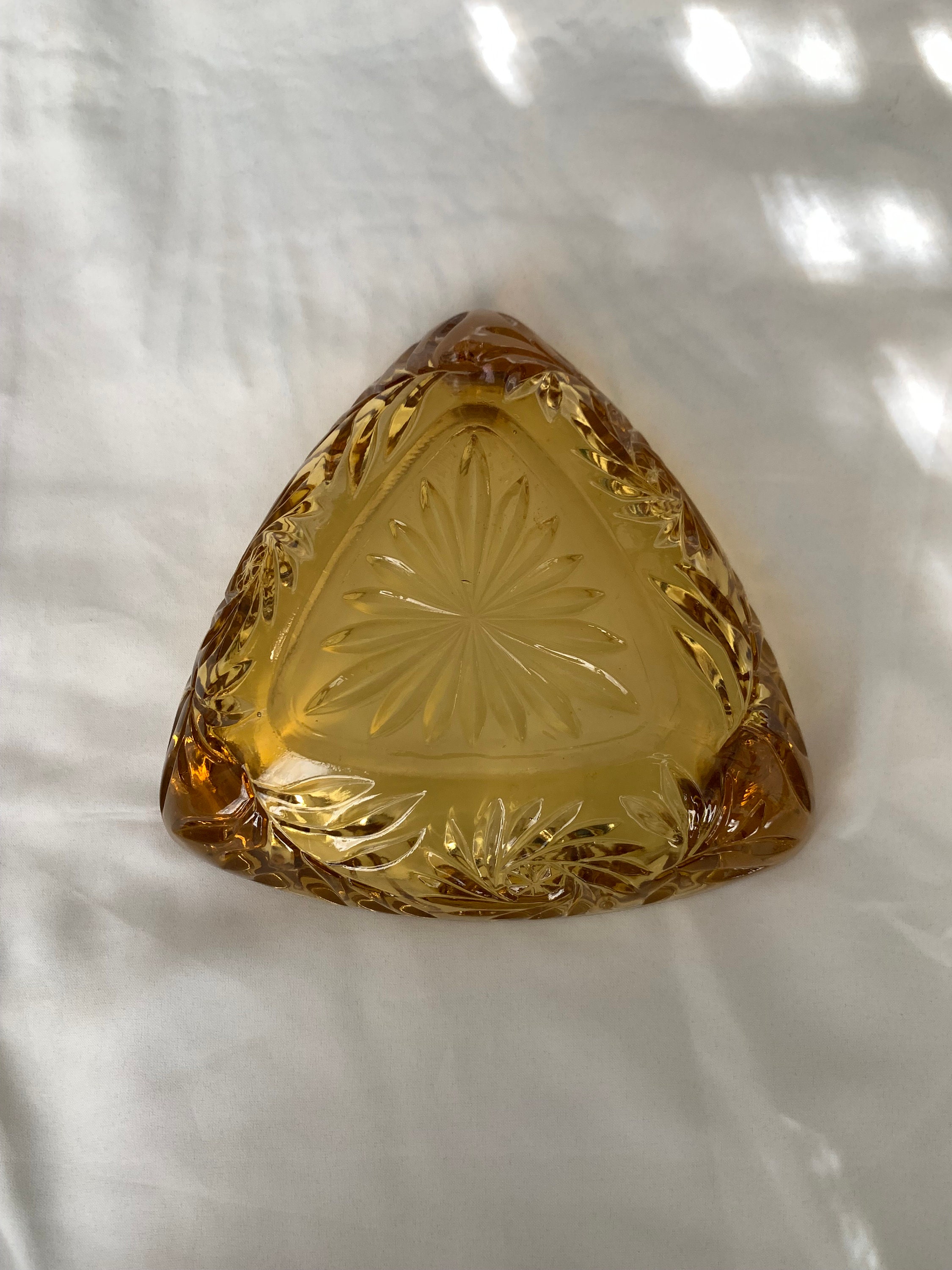 Mid Century Hazel Atlas Amber Glass Triangular Ashtray - Etsy