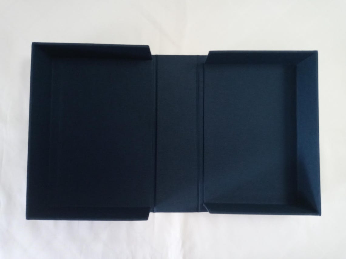 Book or Document Storage Clamshell Box, Navy Blue - Etsy