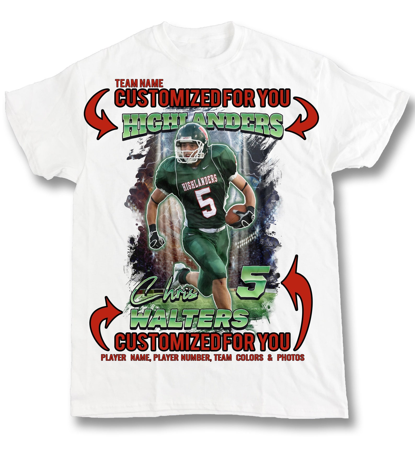 Personalized Football Picture T-shirt for Game Day Custom - Etsy