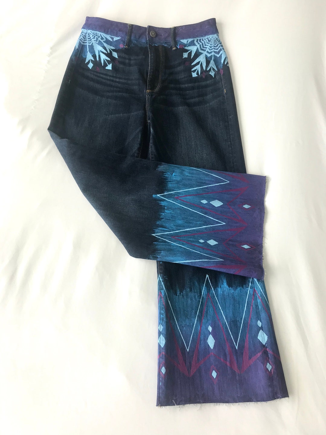 Snow Queen Painted Jeans - Etsy