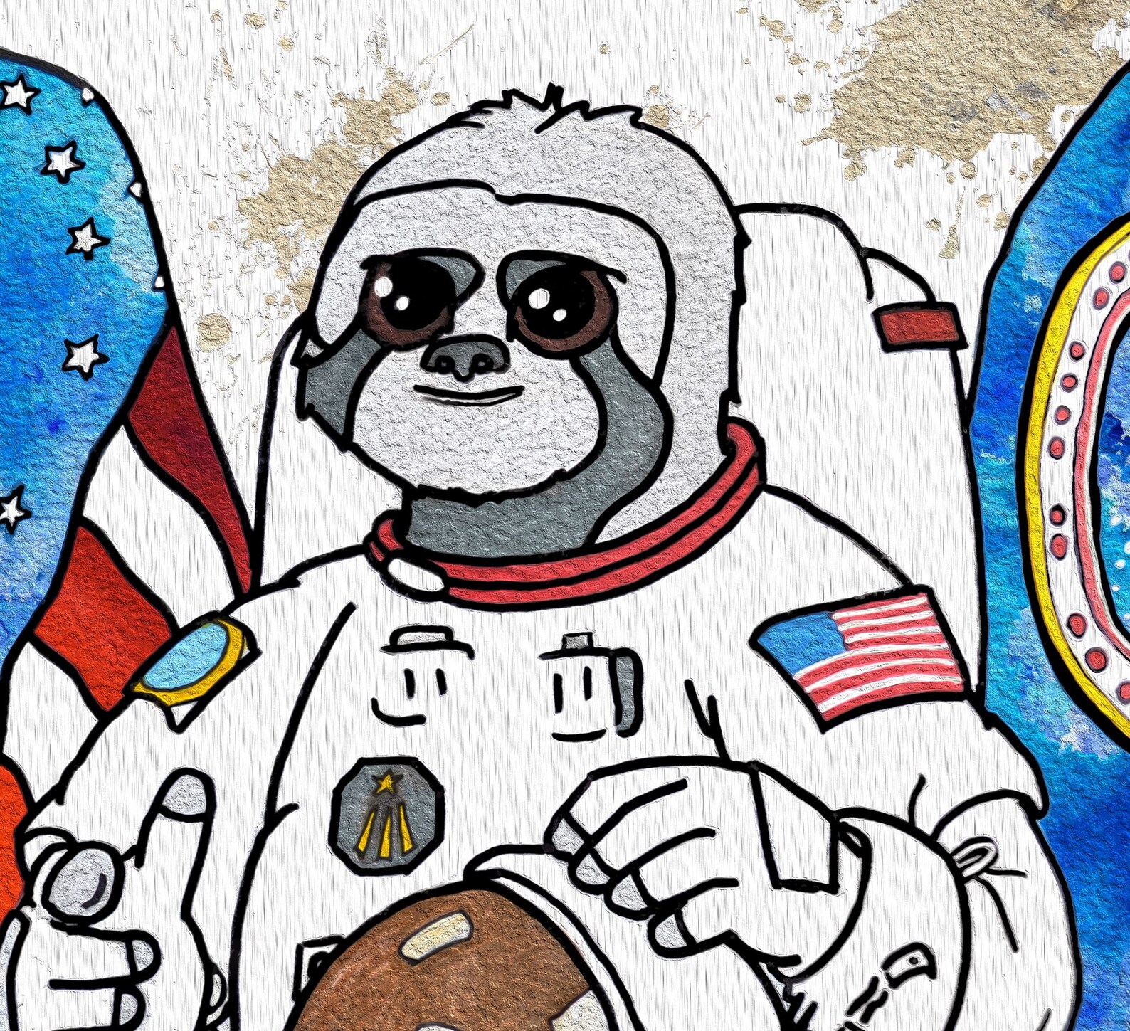 Inspirational Astronaut Sloth Meme you Can Do the Thing. Cute Funny Watercolor Signed Print ...