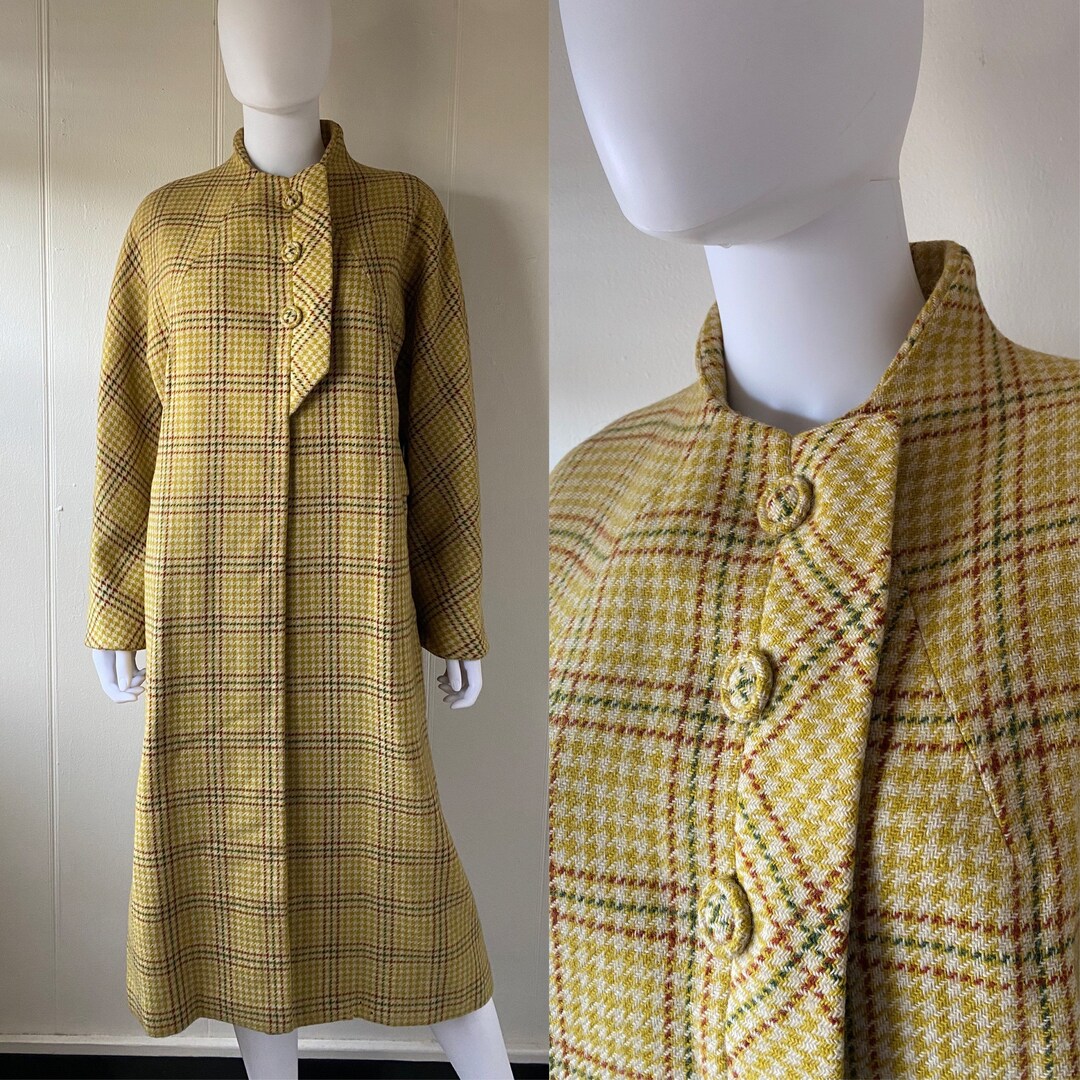 Vintage 1960's Yellow Plaid Long Overcoat | Mildred Warner School of ...