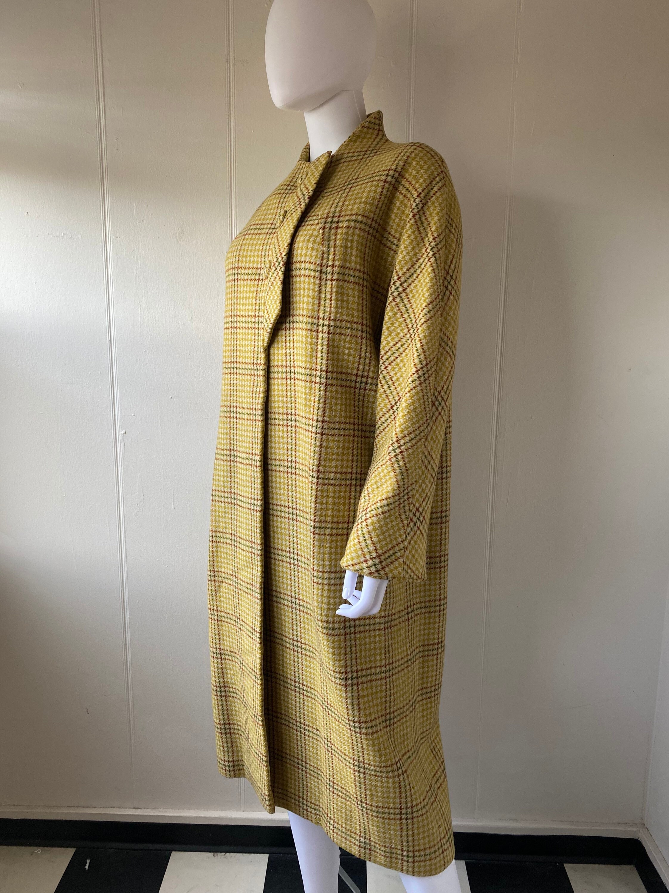 Vintage 1960's Yellow Plaid Long Overcoat | Mildred Warner School of ...