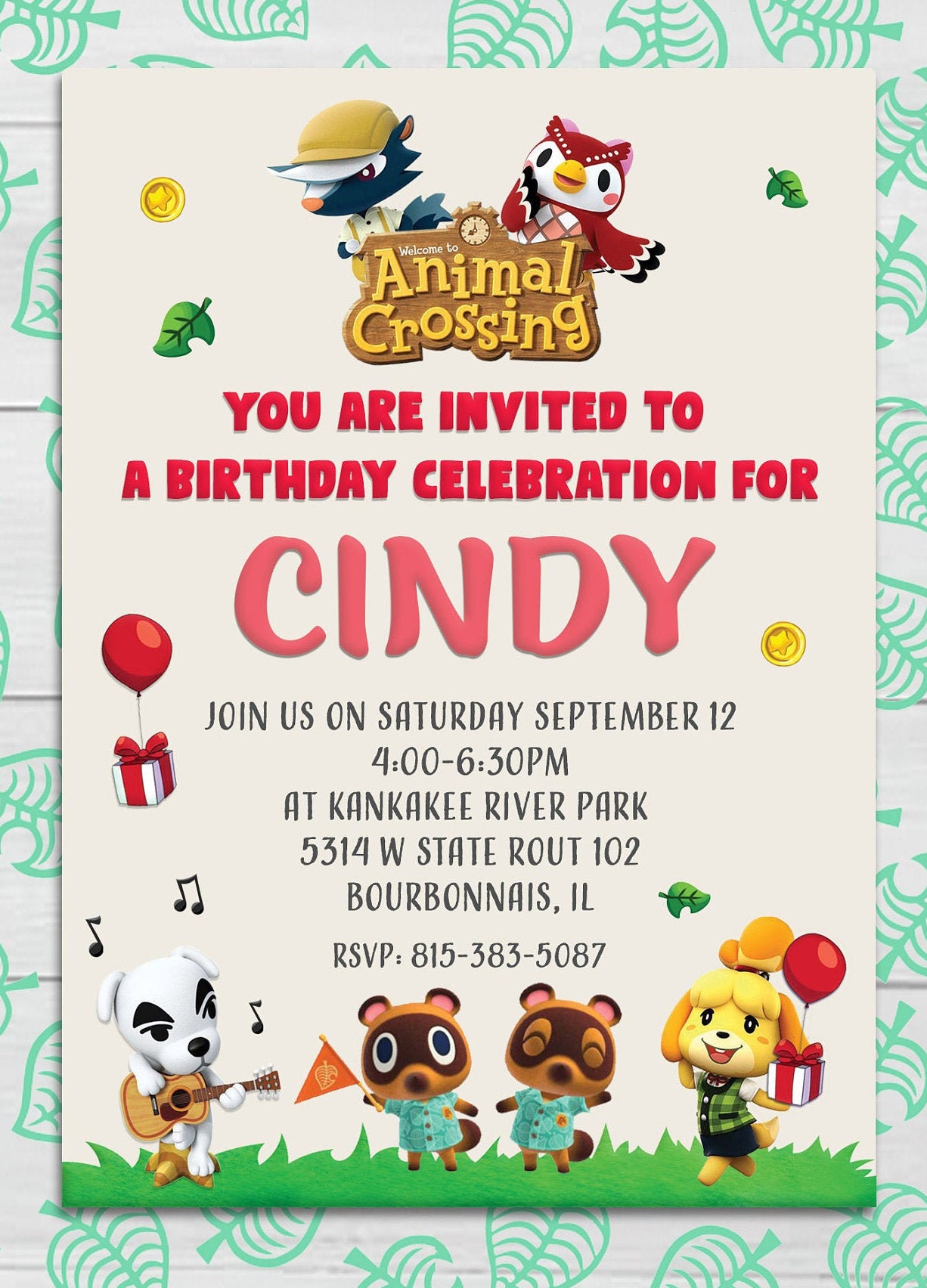 Animal Crossing Invitation - Etsy