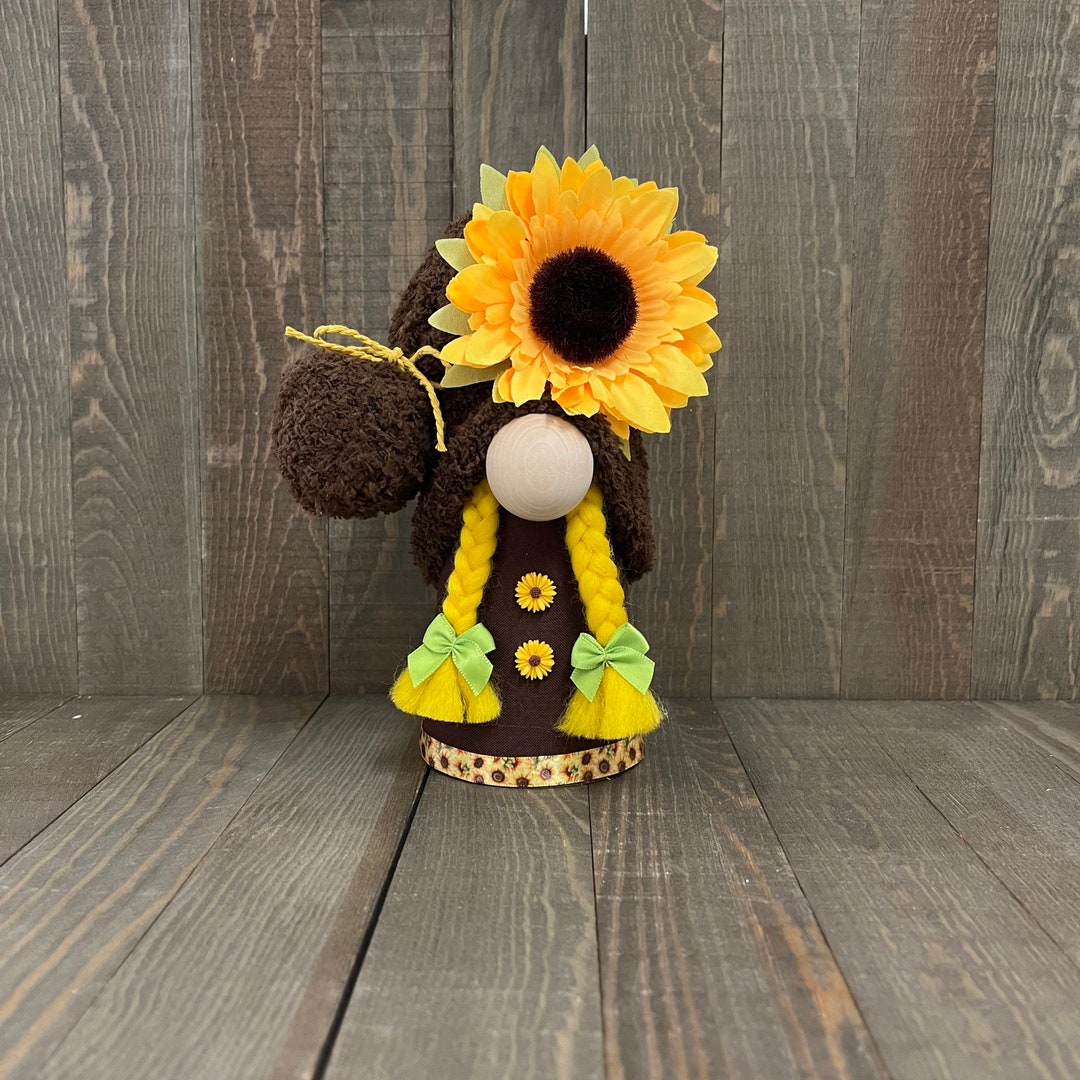 Fall Sunflower Gnome, Girl Gnome With Braids, Tiered Tray Gnome - Etsy