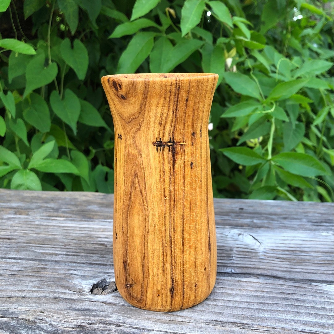 Small Wooden Vase, 5 1/4 X 2 3/4" Hand Turned Pecan Wood Dried Flower ...