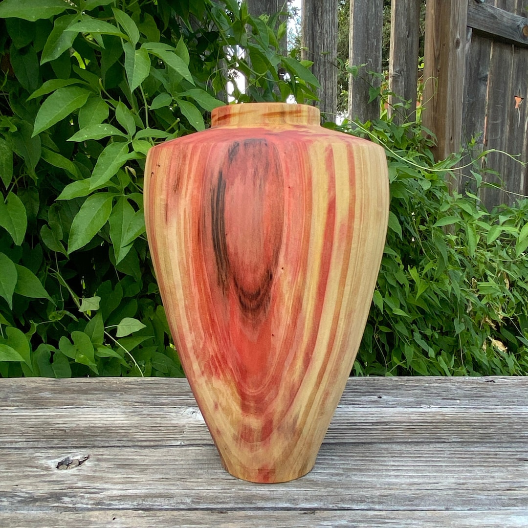 Hand Turned Large Wooden Vase, Box Elder, 10 1/2" X 6 1/2", OOAK Table ...