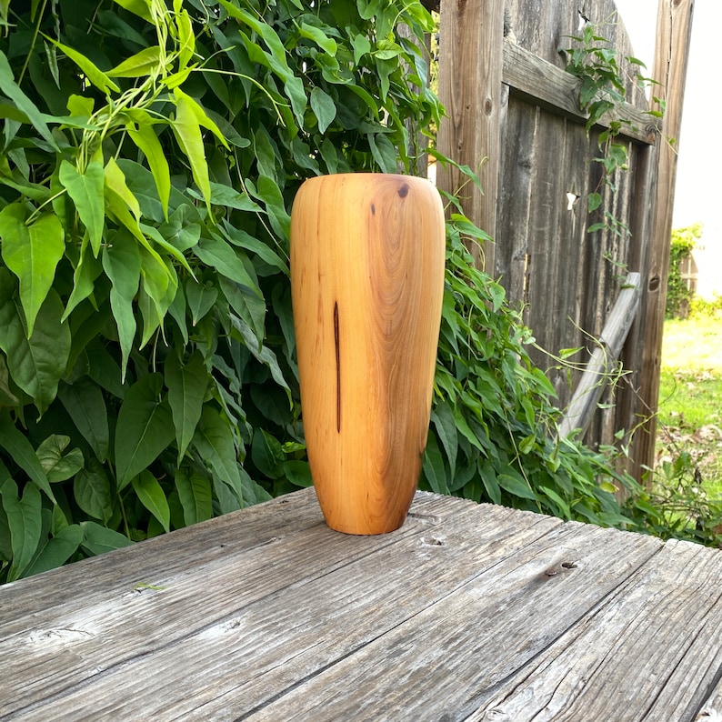 Large Wooden Vase, 12 X 5 1/2, Hand Turned Pecan Wood Dried Flower Vase ...