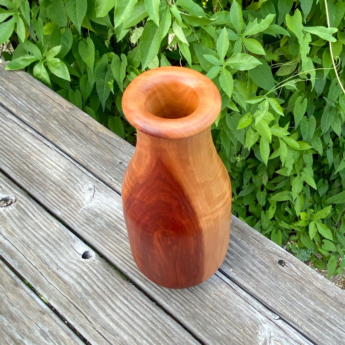 Hand Turned Large Wooden Vase, Bradford Pear 11 3/4" X 5 1/2", Wood ...