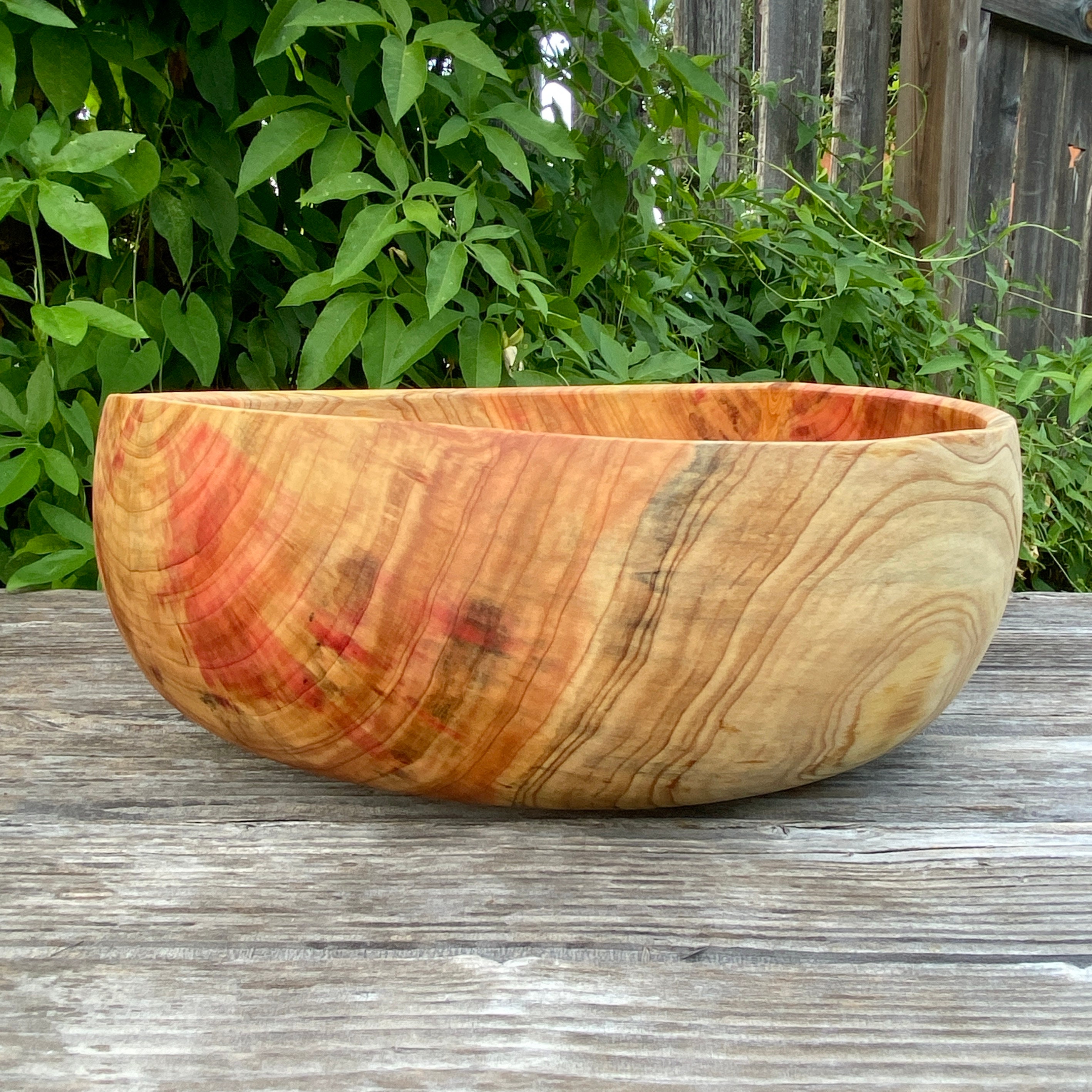 Hand Turned Large Wooden Warped Rim Bowl, Box Elder 15 X 5 3/4, Wood ...