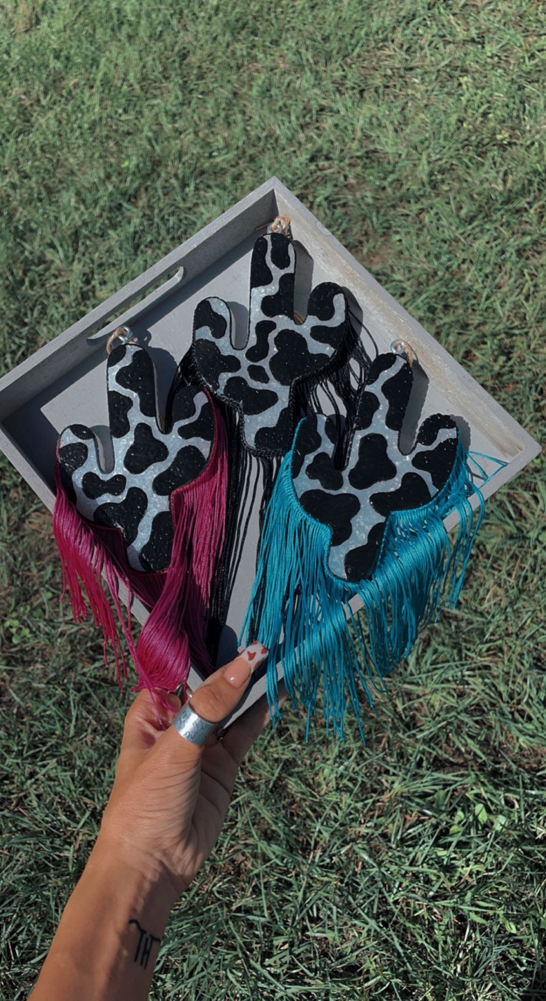 WESTERN BARBIE Cactus Cow Print Freshie With Fringe - Etsy