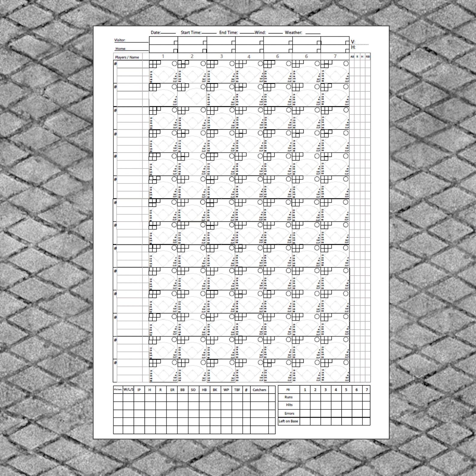 Digital Download, Baseball Scorebook, Little League, Pro Games, Play by ...