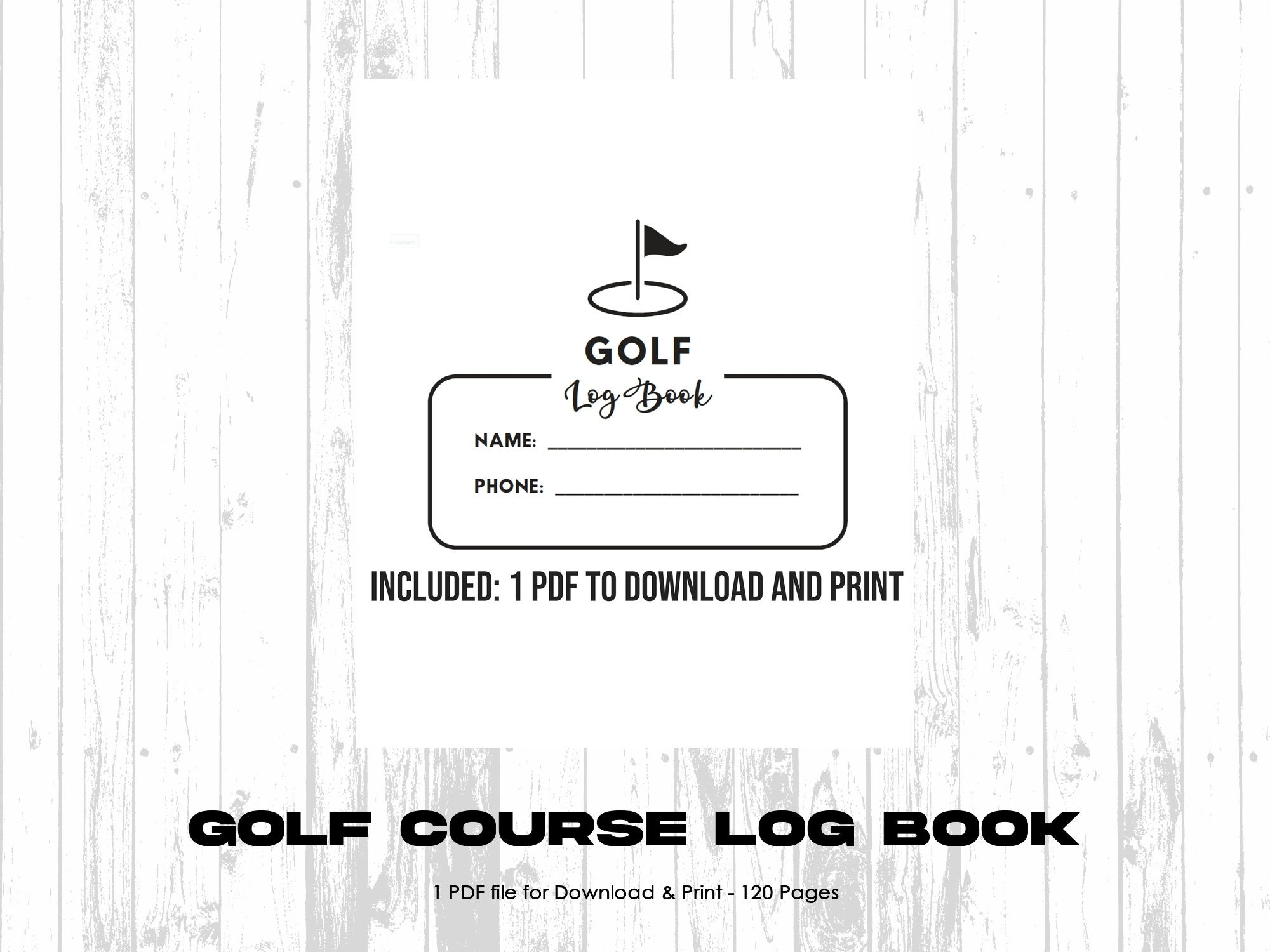 Digital Download, Golf Course Log Book, Includes: 1 Printable Pdf File ...