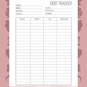 Printable Debt Tracker Worksheet (PDF & Word Doc) - Etsy