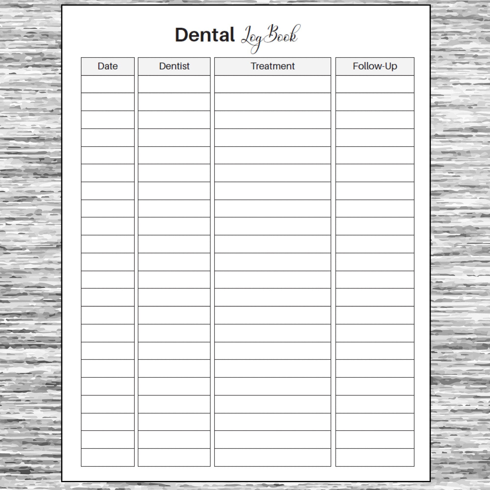 Digital Download, Dental Appointment Log, Dental Log, Dentist Appointments, Includes: 1 ...