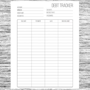 Printable Debt Tracker Worksheet (PDF & Word Doc) - Etsy