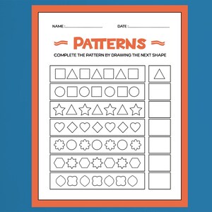 Digital Download, Draw the Pattern Worksheet, Practice Sheet for Kids ...