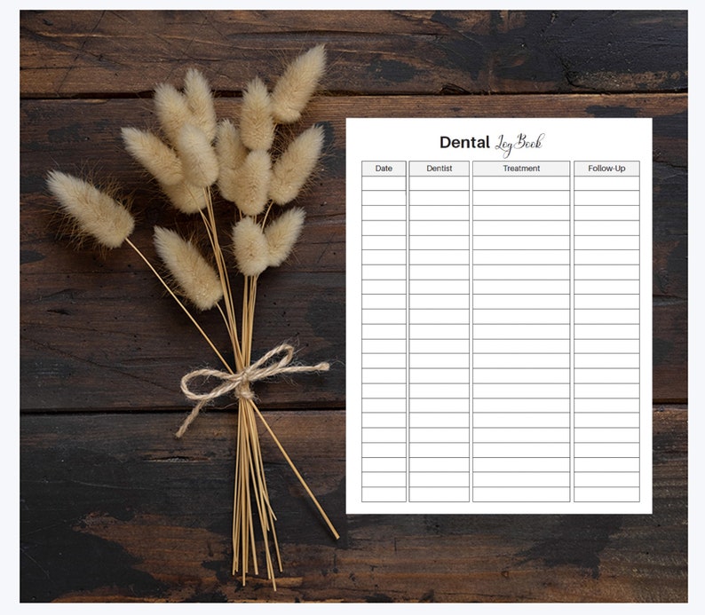 Digital Download, Dental Appointment Log, Dental Log, Dentist ...