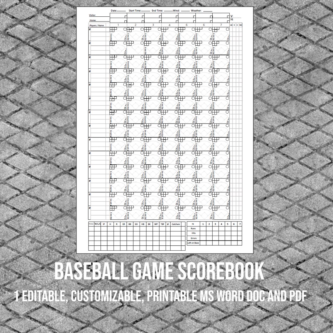 Digital Download Baseball Scorebook Little League Pro | Etsy