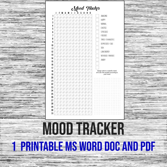 Digital Download Mood Tracker Tracker Daily Moods Color - Etsy