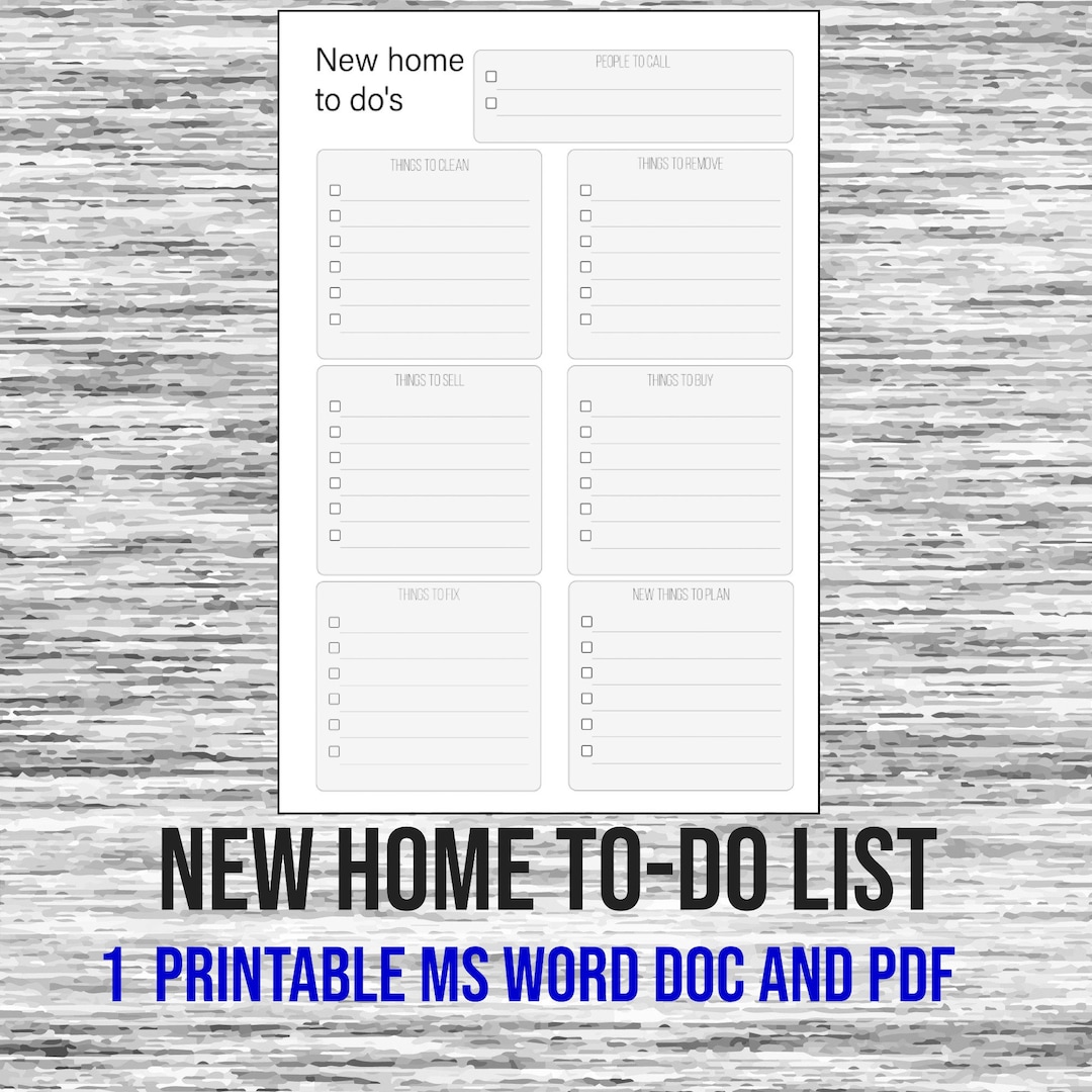Digital Download, New Home To-do List, New Home Buyers To-do List ...