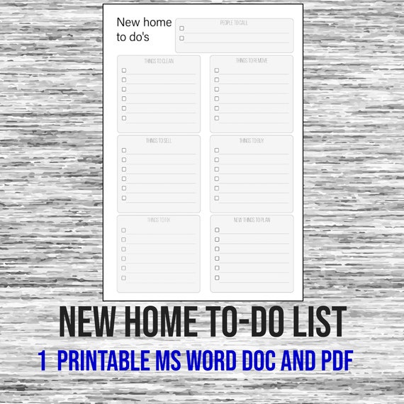 Digital Download New Home To-do List New Home Buyers To-do - Etsy