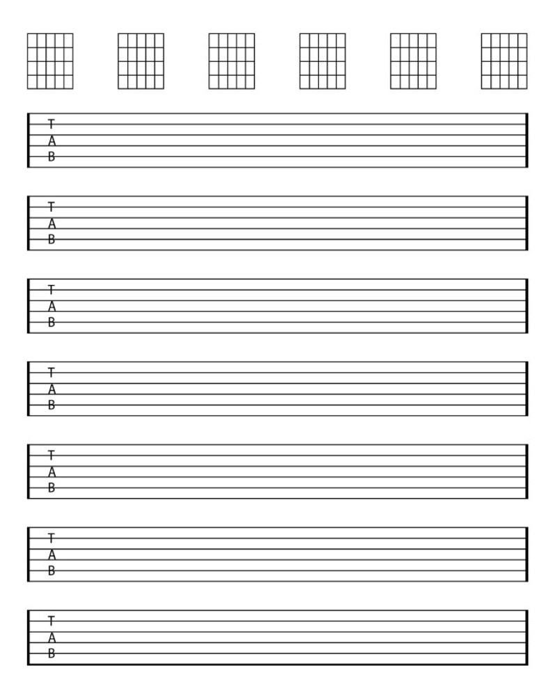 Printable Guitar Tabs Sheet Music (PDF & Word Doc) - Etsy