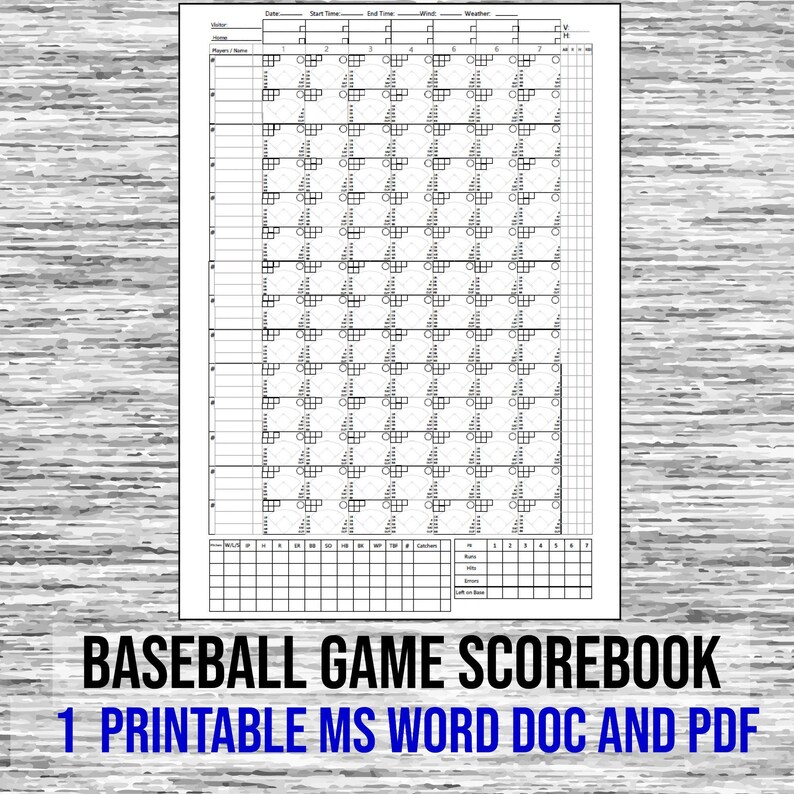 Digital Download, Baseball Scorebook, Little League, Pro Games, Play by ...
