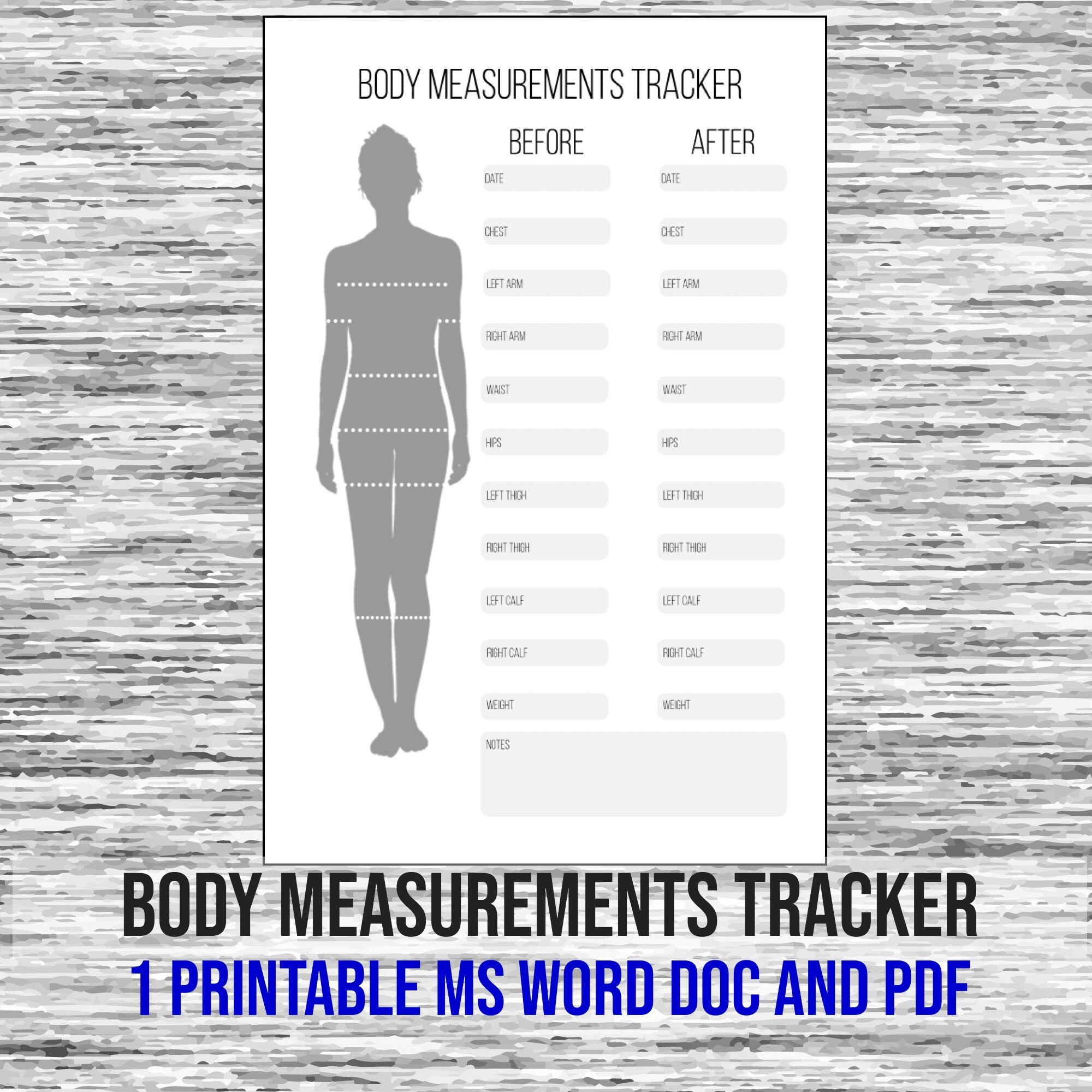 Digital Download, Body Measurements Tracker, Athletes, Performers ...