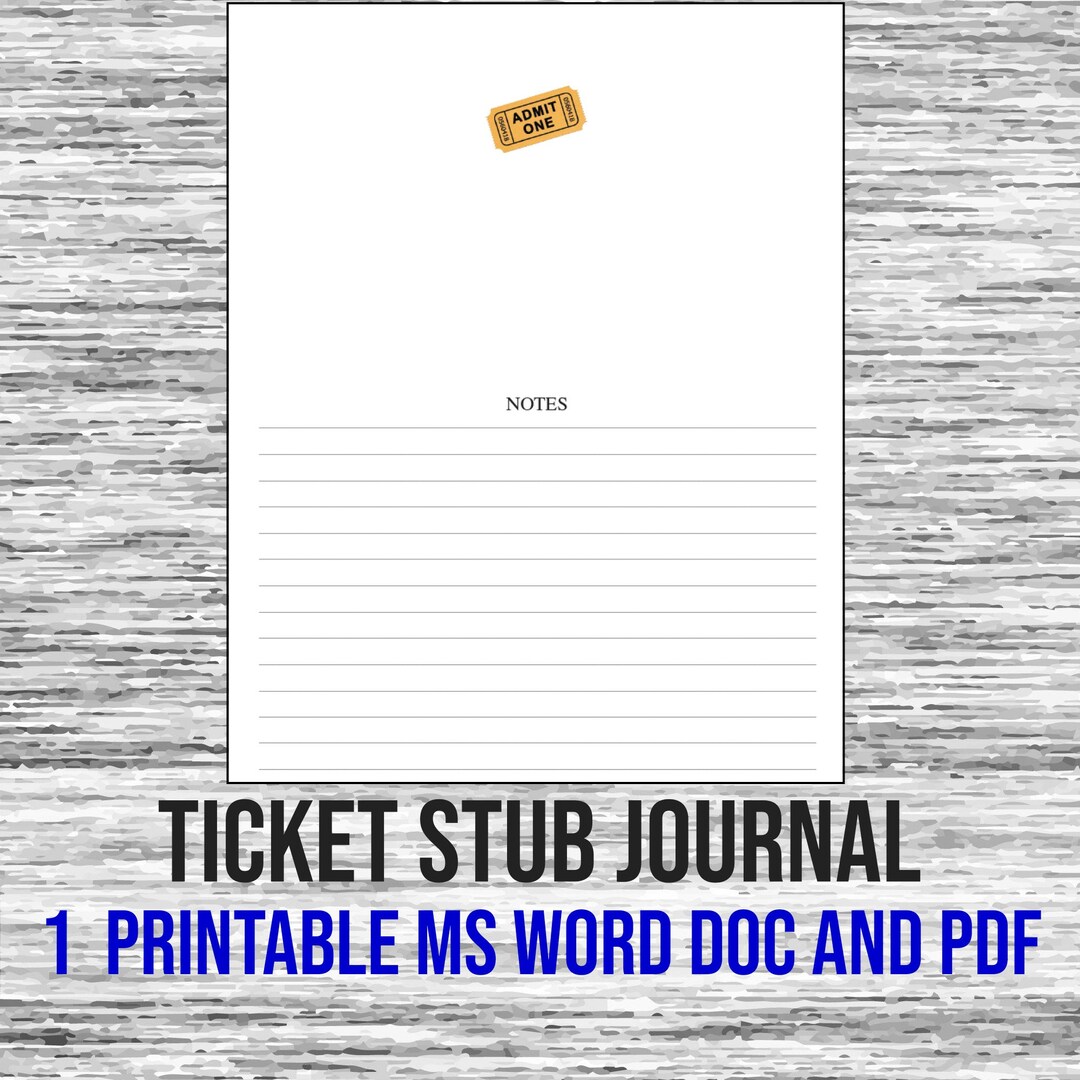 Digital Download, Ticket Stub Journal, Save Ticket Stubs With Notes ...