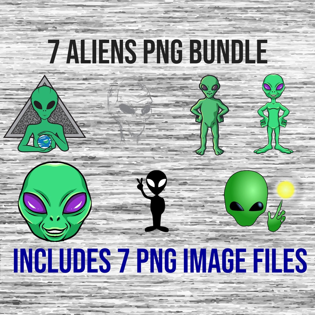 Space Aliens, PNG Files for Digital Download, Space Aliens, Bundle ...