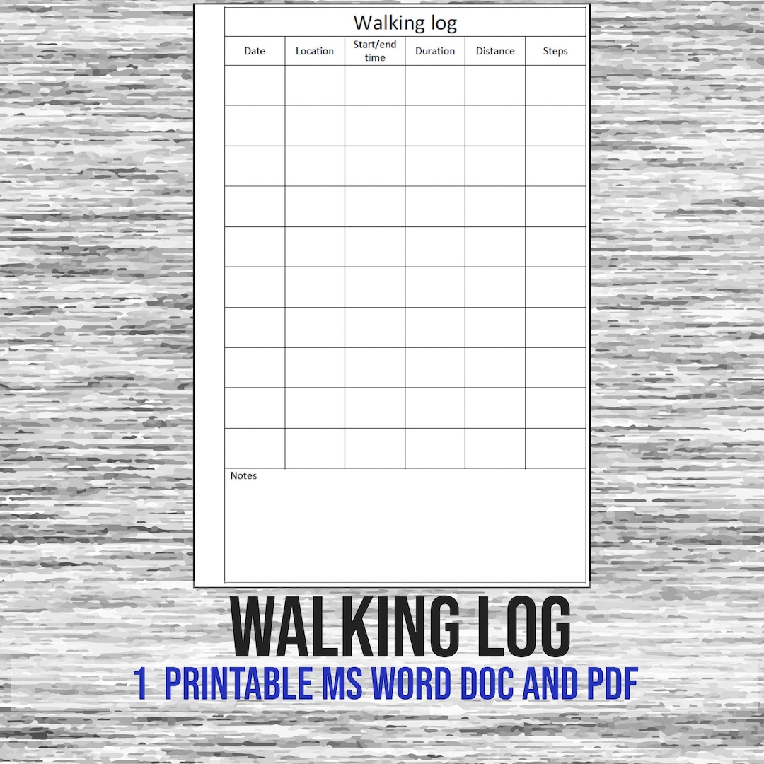 Digital Download, Walking Log, Walking Tracker, Distance Walking ...