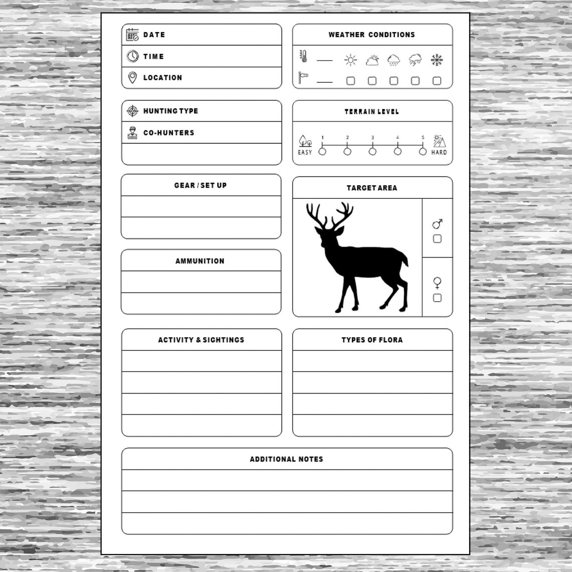 Deer Hunting Trip Log: Printable Hunt Record (PDF, Word) - Etsy