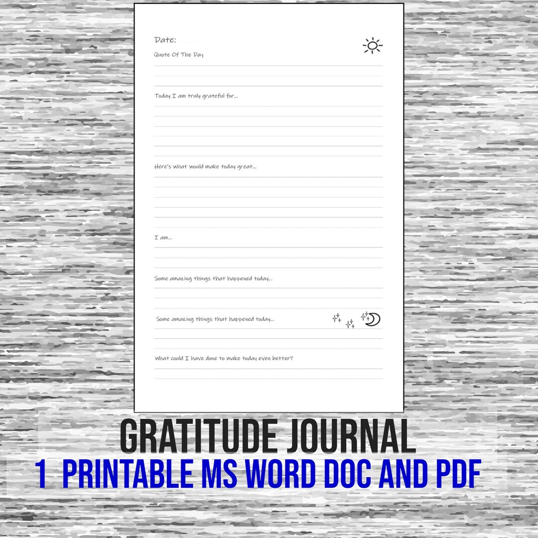 Digital Download, Gratitude Journal Page, Printable Gratitude Journal ...