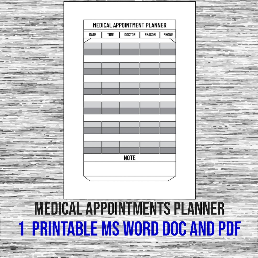Digital Download, Medical Appointments Planner, Doctor Appointment ...