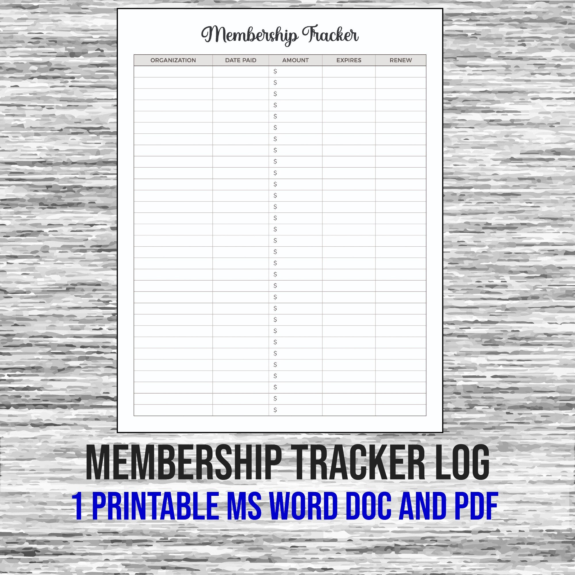 Digital Download Membership Tracker Membership Log for - Etsy