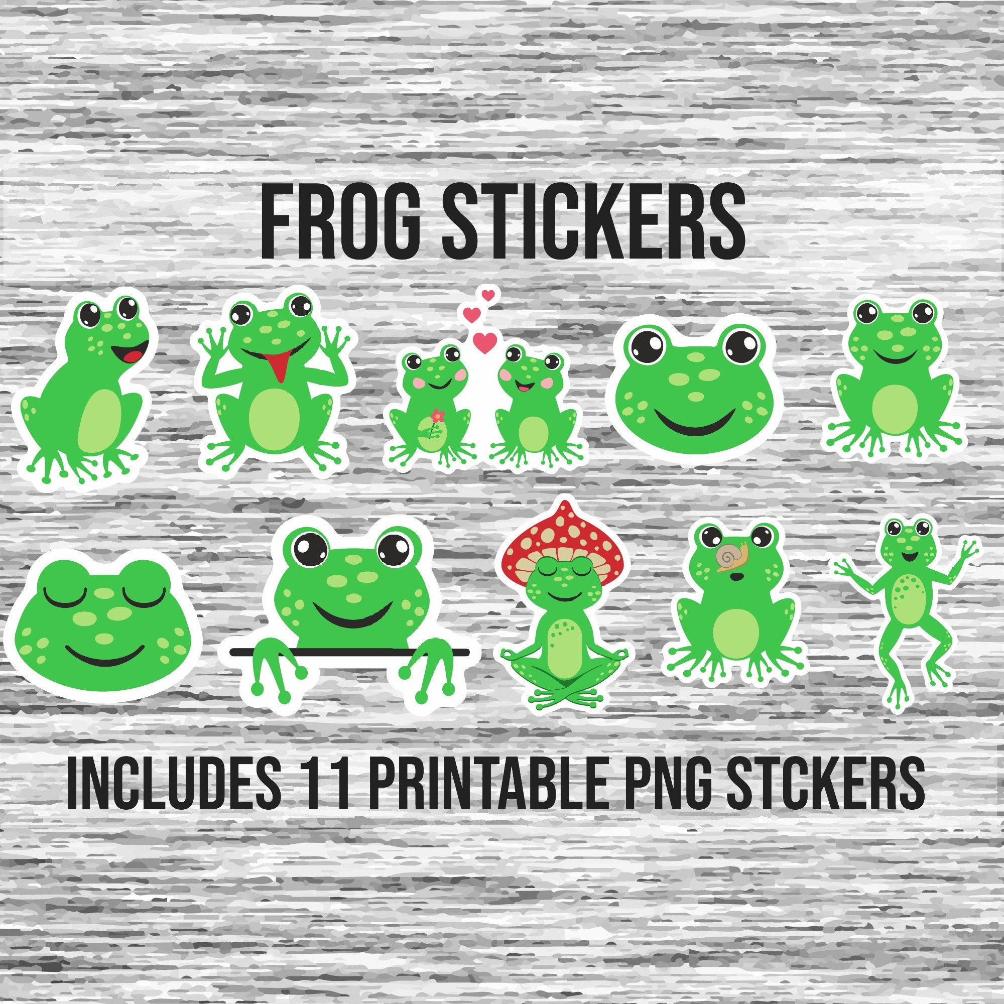 Frogs 11 Printable Stickers PNG Files for Digital Download - Etsy
