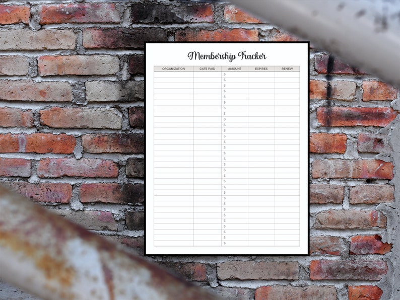 Digital Download, Membership Tracker, Membership Log for Events and ...
