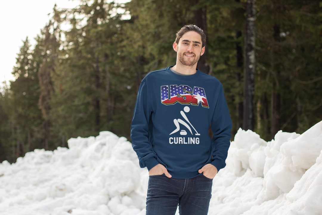 USA Curling Fan Sweatshirt, Winter Sports Game Unisex Crewneck - Etsy