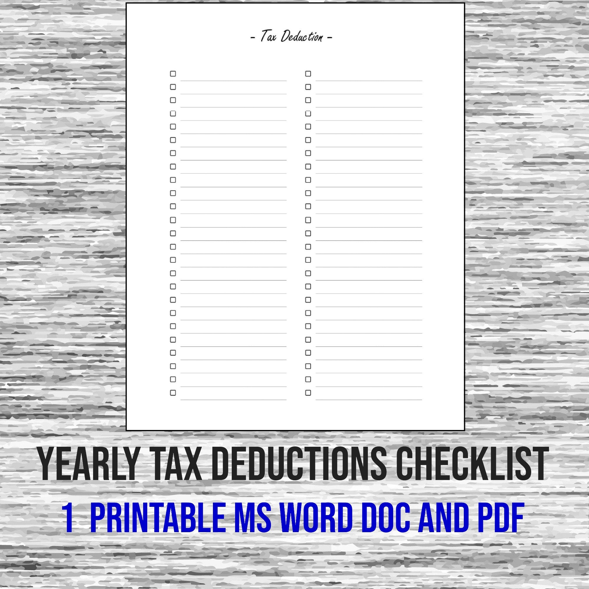 Digital Download, Yearly Tax Deductions Checklist, Tax Deductions List ...