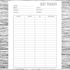 Printable Debt Tracker Worksheet (PDF & Word Doc) - Etsy