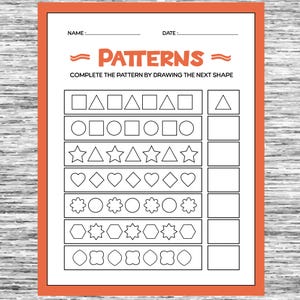 Digital Download, Draw the Pattern Worksheet, Practice Sheet for Kids ...