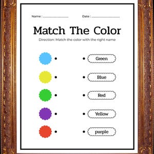 Digital Download, Match the Color Worksheet, Match the Color Worksheet ...