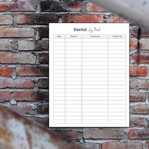 Digital Download, Dental Appointment Log, Dental Log, Dentist ...